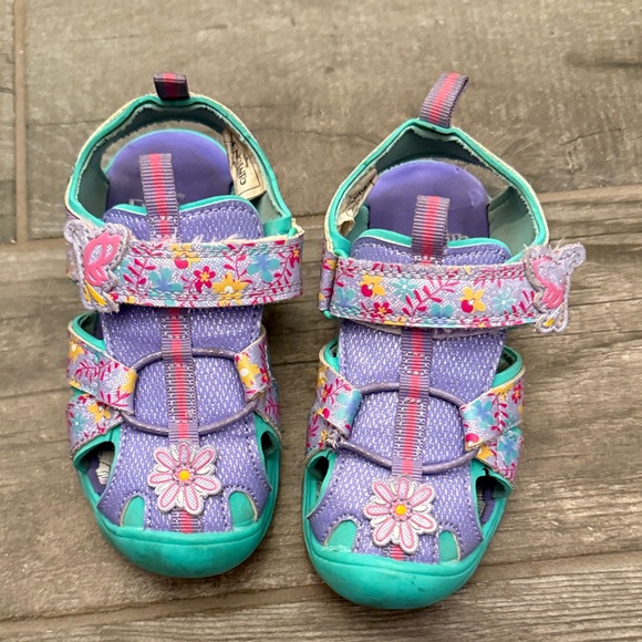Disney | Shoes | Disney Floral Kids Sandals Purple And Teal | Poshmark